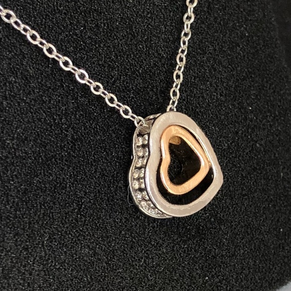 Jewelry | New Two Tone Double Heart Adjustable Necklace | Poshmark